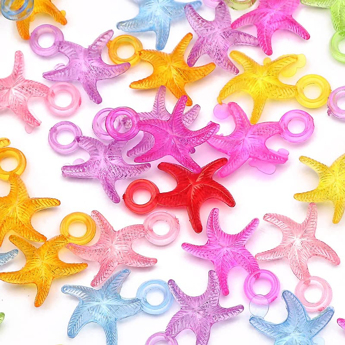 NHBT YU 30pcs Mixed Starfish Charms Beads Transparent Acrylic Beads for Jewelry Making Necklace Bracelet Earring Pendant DIY Accessories T725