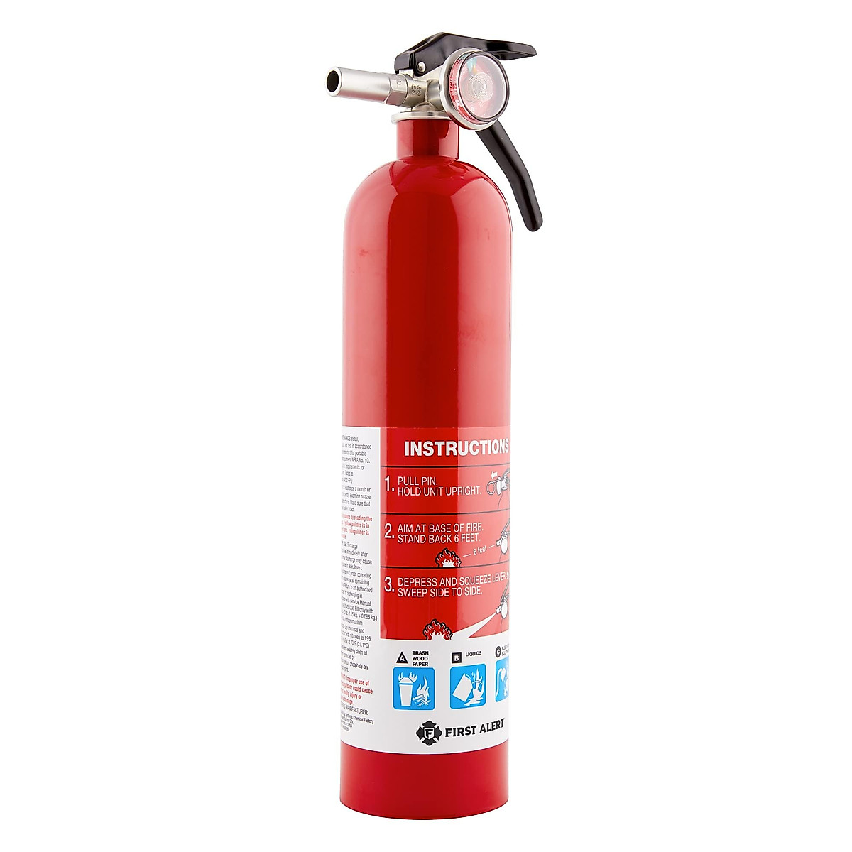 First Alert HOME1 Rechargeable Standard Home Fire Extinguisher UL Rated 1-A:10-B:C, Red