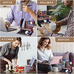 Funistree Gifts for Men Dad Fathers Day from Daughter Son, Ash Wood Phone Docking Station, Anniversary Birthday Gifts for Him Husband Boyfriend from Wife, Nightstand Organizer Graduation Gifts Ideas