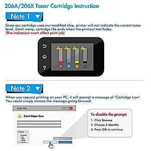 206A 206X Toner Cartridges 4 Pack High Yield (with Chip) Compatible Replacement for HP 206X 206A W2110X W2110A Color Pro MFP M283fdw M255dw M283cdw M283 M255 Printer Ink (Black Cyan Yellow Magenta)