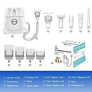 Pro Pet Grooming Kit & Vacuum Suction 99% Pet Hair, Low Noise Dog Grooming Clippers, 5 Pet Grooming Tools,1.2L Dust Box, for Shedding Tools for Dogs Cats and Other Animals Pet Hair