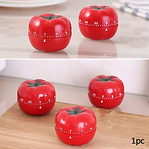 1Pcs Kitchen Timer 60 Minutes Timer, 360 Degree Rotating Tomato Shaped Alarm Timer, Creative Kitchen Cooking Timer Clock, Portable Loud Alarm Counters Reminder for Home Cooking Baking Exercising Games