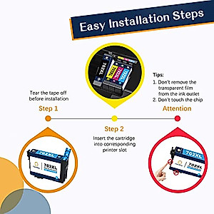 Colorking Remanufactured Ink Cartridge Replacement for 702XL T702 702 XL for Pro WF-3720 WF-3730 WF-3733 WF3720 WF3730 WF3733 Printer (1 Large Black, 1 Cyan, 1 Magenta, 1 Yellow, 4-Pack)