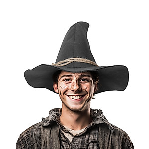 HOMELEX Grey Wizard Felt Hat Witch Sorcerer Hats Adult Costume Scarecrow Accessory for Halloween