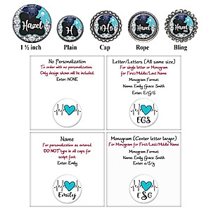 Custom Adjustable Blue Floral Yoke Stethoscope ID Name Tag - Fits All Stethoscopes, Personalized with Monogram and Occupation Title - Hospital Nurse Identification