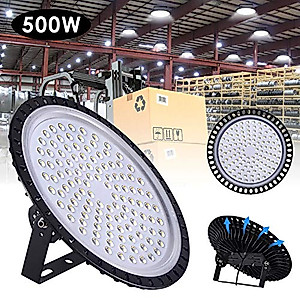 Ankishi UFO LED High Bay Light, 20 Pack 500W 50000LM Waterproof Commercial Bay Lighting, 6500K High Bay LED Lights, UFO High Bay Shop Light for Warehouse, Workshop, 2000W HID/HPS Equivalent