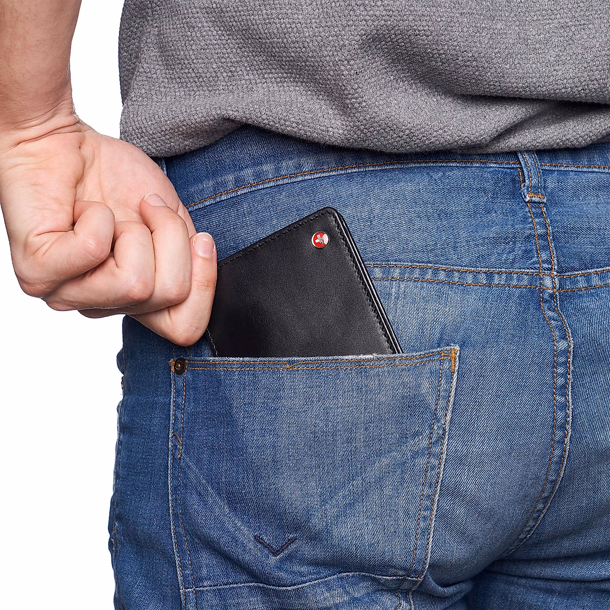 Alpine Swiss RFID Connor Passcase Bifold Wallet For Men Leather Comes in a Gift Box Smooth Finish Black