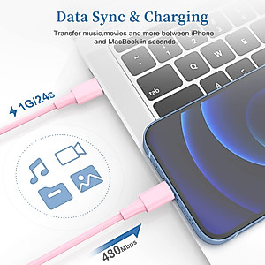 SUPVOL USB C to Lightning Cable, 2Pack 10FT 20W 【MFi Certified】 Extra Long iPhone Fast Charger Cable Power Charging Cord for iPhone 14/13/12/Pro/Pro Max/Mini/11/Pro Max/XS/MAX/XR/X/ 8/8Plus, Pink