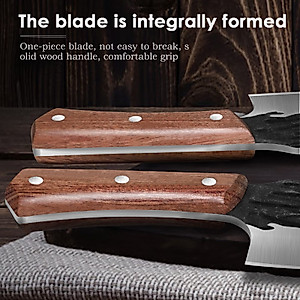 UniqueFire Full Tang 5.8 Inch Meat Cleaver, Sharp Mini Chefs Knife, Carbon steel Handmade Blade, Perfect Outdoor Gift, Mini Camping Knife with Sheath for BBQ, Fishing, Hiking