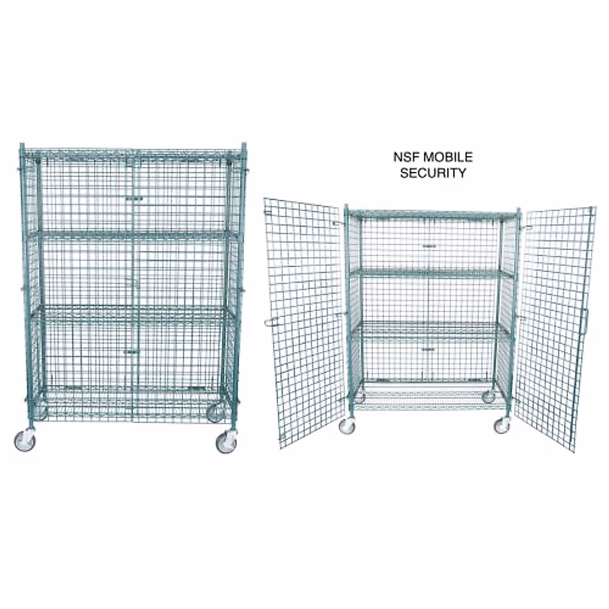 NSF Mobile Green Wire Security Cage Kit - 18 inch x 48 inch x 69 inch