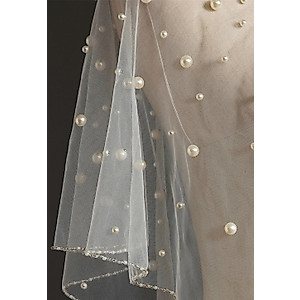 Mopmap Pearls Wedding Capes Shawl Wrap Shrug Bridal Evening Dress Jackets Flapper Bolero Cover Up for Party Formal (off white1)