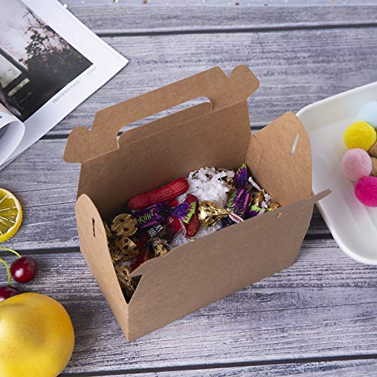 25-Pack Gable Brown Candy Treat Boxes,Small Goodie Gift Boxes for Wedding and Birthday Party Favors Box 6.2 x 3.5 x 3.5 inch