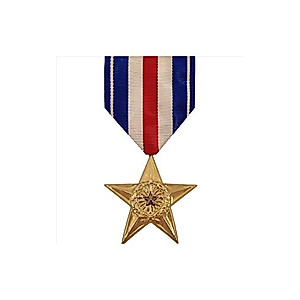 Full Size Medal: Silver Star - 24k Gold Plated