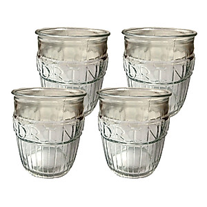 Set of 4 Circleware Clear Glass 14 oz Embossed Drink Glasses (Set of 4)