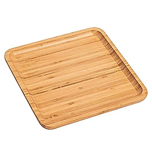 8 Inch Bamboo Serving Tray - Breakfast, Dinner Food Trays, Coffee & Tea Serving Tray, Fruit and Pastry Platter, Tabletop Decor