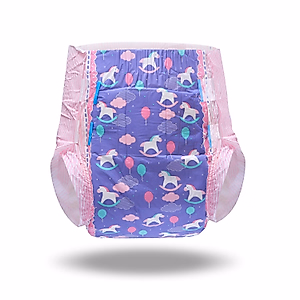 Littleforbig Adult Printed Diaper 80 Pieces (8 Packs) - Little Fantasy (Medium 28"-38")