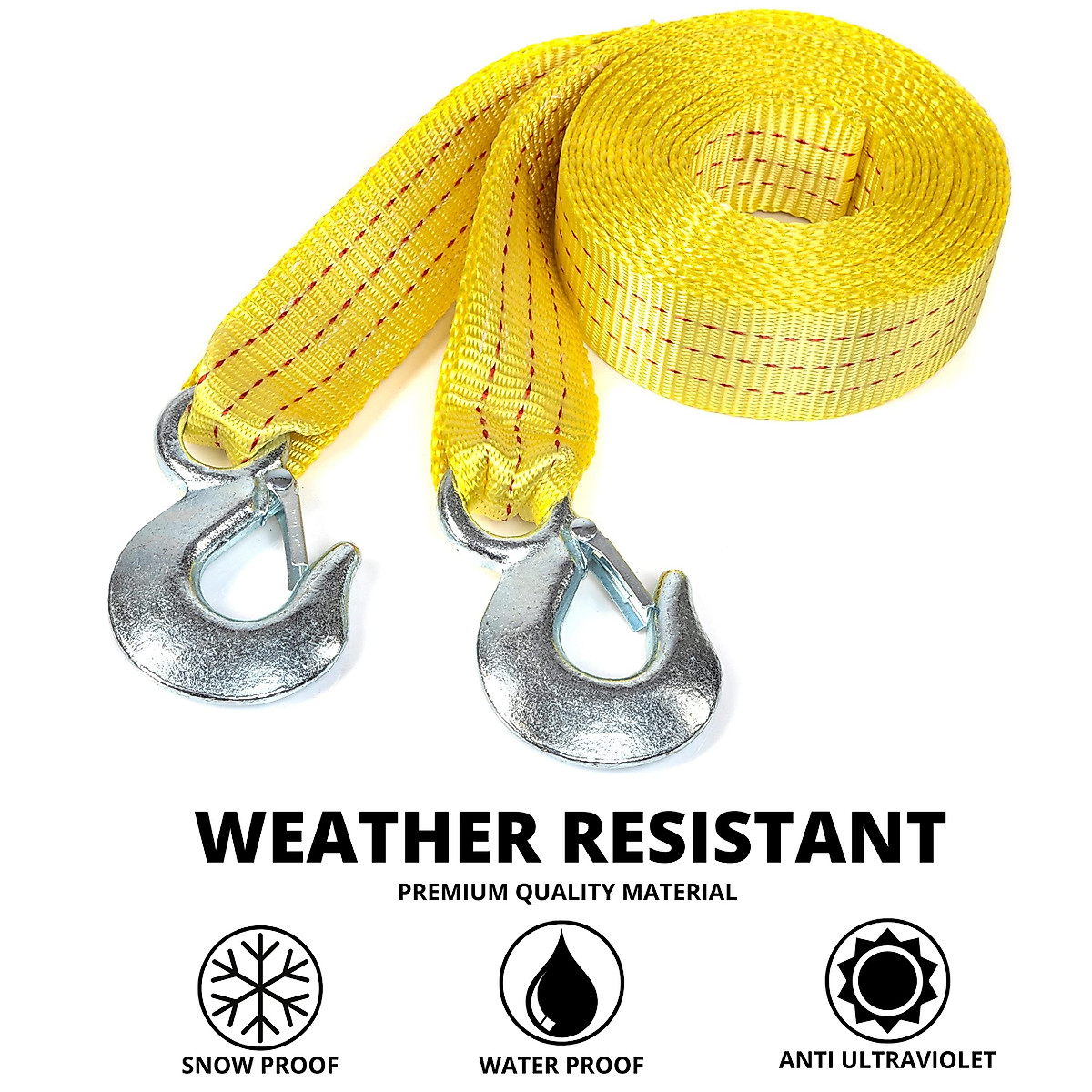 NEIKO 51005A Heavy-Duty Tow Strap with Hooks, 2 Inches by 20 Feet, Woven Polyester Webbing, and 10,000-Pound Capacity, HD Truck Recovery Strap and ATV Tow Strap, Tow Rope for Vehicles