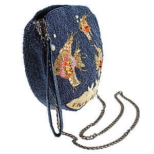 Mary Frances No Filter Goldfish Bowl Beaded Crossbody Handbag, Blue