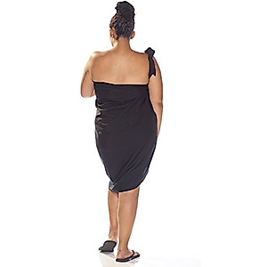 1 World Sarongs Womens Plus Size Fringeless (TM) Premium Solid Sarong in Black