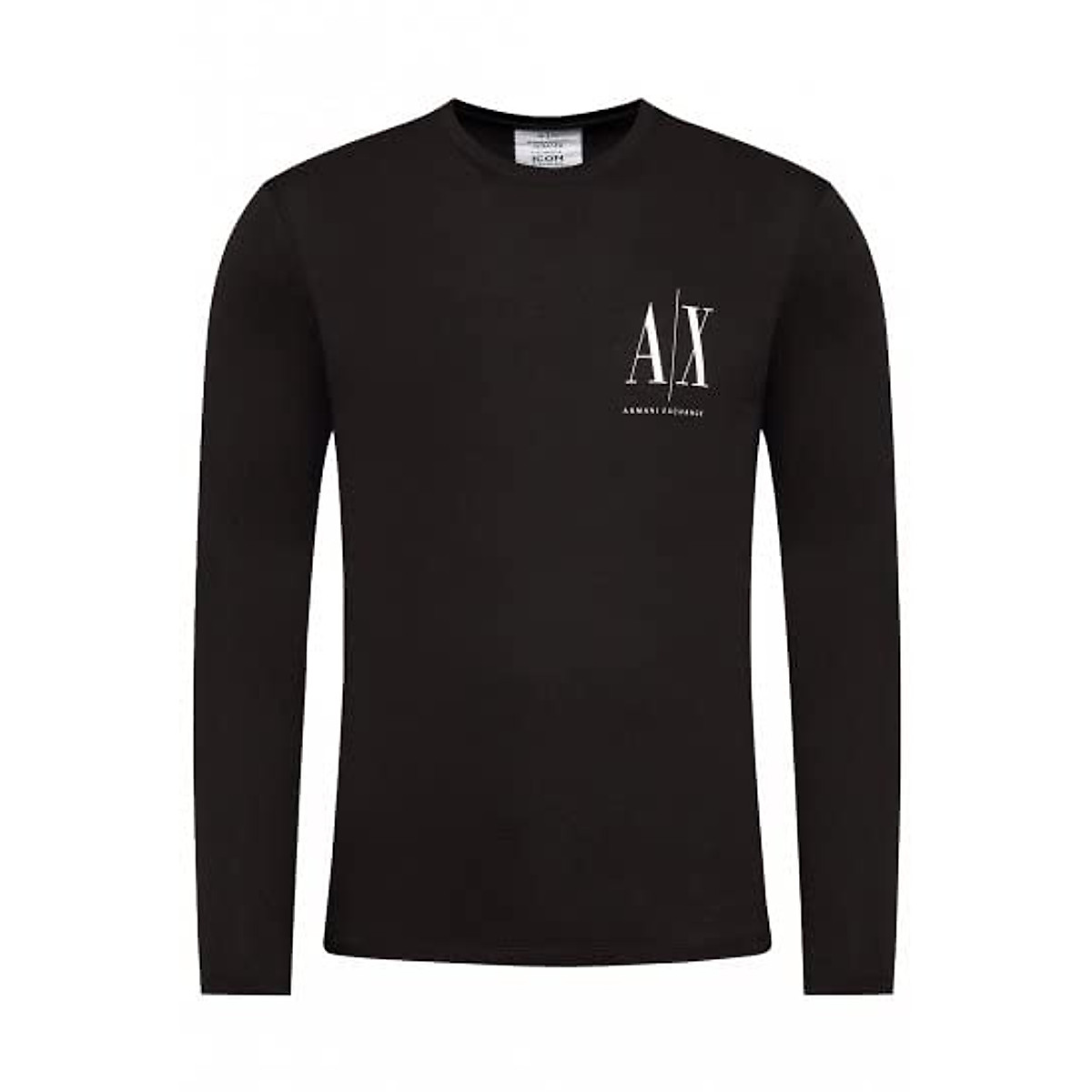 A|X ARMANI EXCHANGE Men's Icon Chest Graphic Long Sleeve T-Shirt, Black, XL
