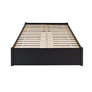 Prepac Select Queen 4-Post Raised Platform 4-Drawer Storage Bed, Modern Queen Storage Bed with Drawers 83" D x 63" W x 16" H, Black, BBSQ-1302-4K
