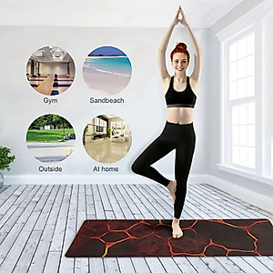 GOODOLD Magma Textured Red Yoga Mat, 71 x 26 Inch Non-slip Yoga Mats Folding Travel Exercise Mat Indoor Outdoor Gym Pilates with Storage Bag for Women Men