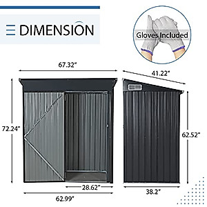 Verano Garden 5'x3' Outdoor Storage Shed, Galvanized Metal Steel Garden Shed W/Lockable Door, Small Waterproof Storage Shed for Backyard, Patio, Lawn (5' x 3',Black)