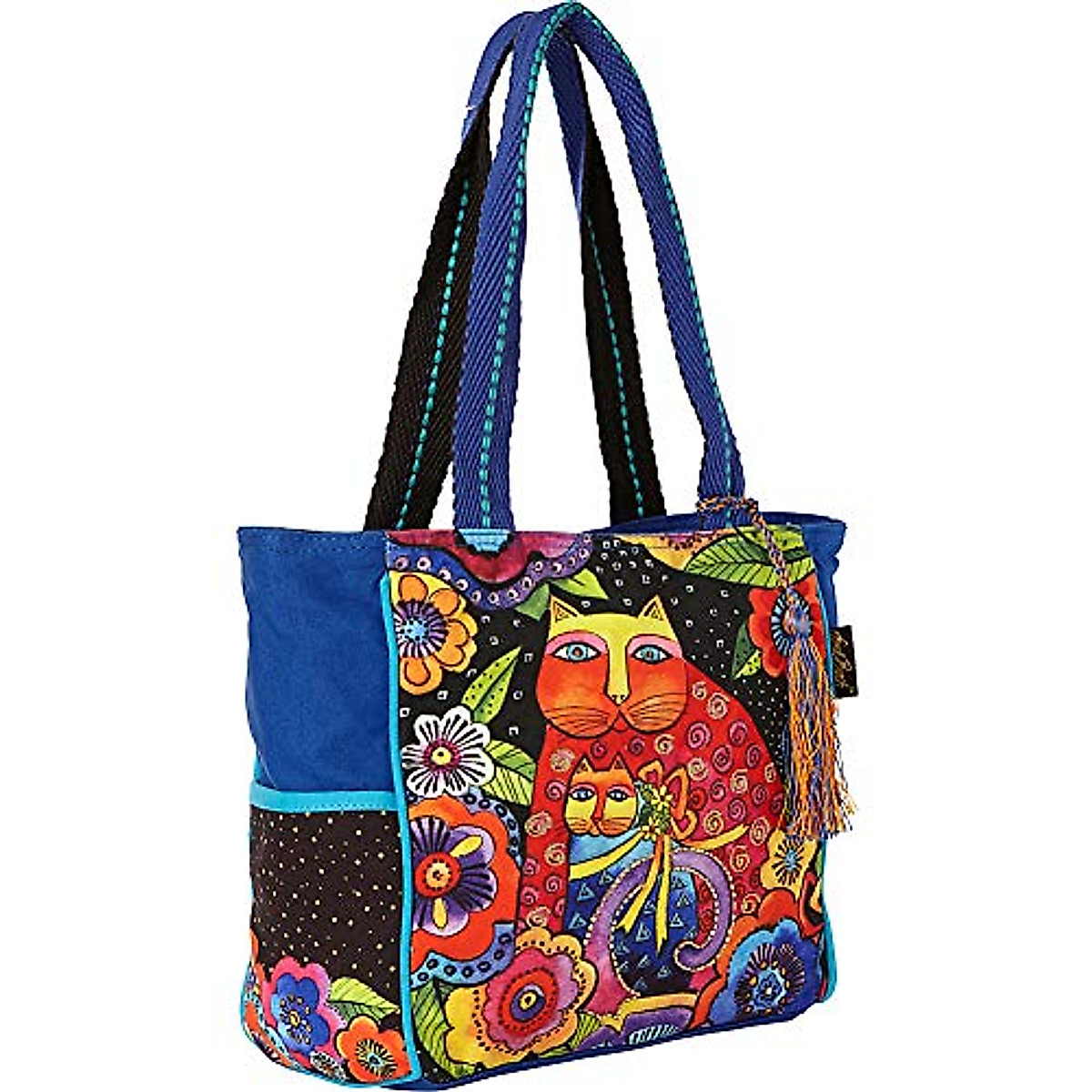 Laurel Burch Mother Daughter In Flowers Medium Tote (Blue)