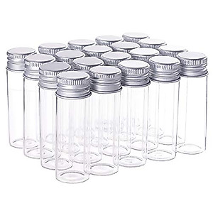 BENECREAT 20 Pack 15ml/0.5oz Glass Bottles Sample Vials with Screwed Aluminum Caps for Wishing Message Bottle, Sample Liquid, Arts & Crafts, Wedding Favors Decorations