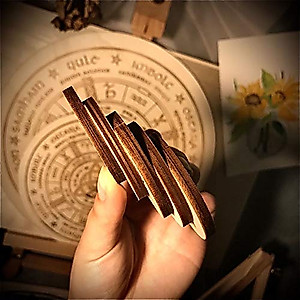 OKDOKEY 9.4" Witch Altar Broom & Four Elements and Pentacle Wood Runes Set | Miniature Pentagram Wicca Brush | Handmade Mane Broomstick for Majic Ceremonial, Halloween Broom, Wiccan Ritual Broom