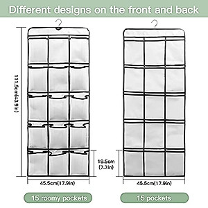 Zimso 30 Pockets Dual Sided Hanging Shoe Rack Hanging Shoe Shelves, Baby Shoe Hanger Organizer for Closet 43.9 x 43.9 in (White)