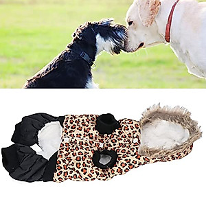 Dog Fleece Hoodie, Leopard Print Thicken Pet Warm Coat Vest Clothes Apparel for Small Medium Dogs S