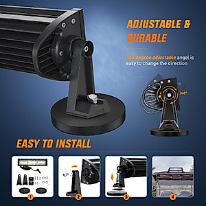 Nilight LED Light Bar 13.5 Inch Triple Row Cigarette Lighter Wiring Strong Magnetic Base Spot Flood Combo 96LEDs Fog Driving Work Roof Bumper Lights for Truck Tractor Golf Cart UTV