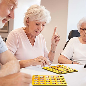 MR CHIPS Jam-Proof Easy-Read Quick-Clear Large Print Fingertip Slide Bingo Cards with Sliding Windows 25 Pack in Gold Rush Style