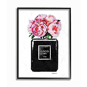 Stupell Industries agp-106 Glam Perfume Bottle Flower Black Peony Pink Wall Art, 11 x 14