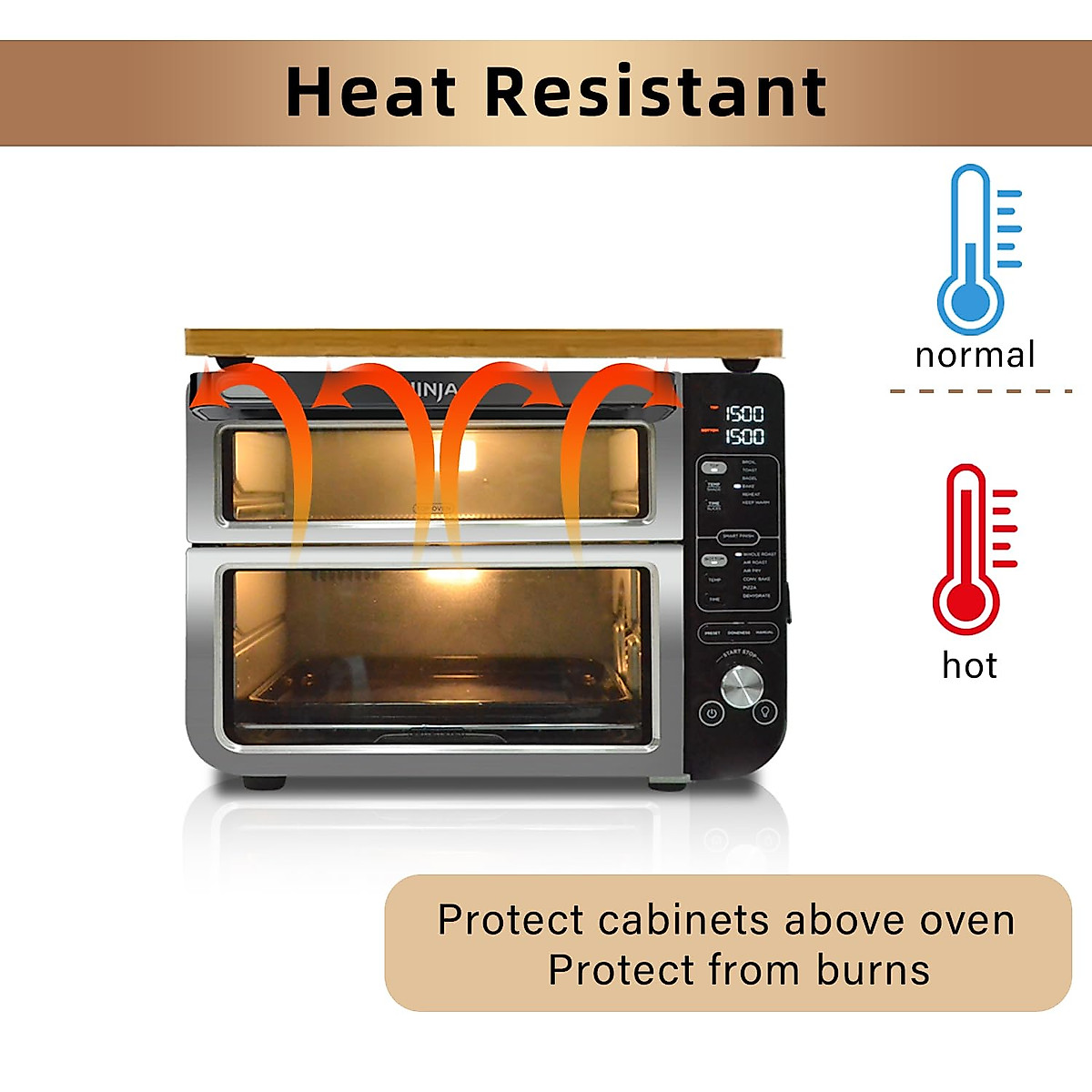 Bamboo Cutting Board Compatible with Ninja DCT401 DCT402 DCT451 Double Oven, Heat Resistant Cutting Board for Convection Toaster Oven, Air Fryer Accessories Compatible with Ninja Oven, Reclaim Space