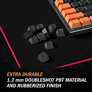 HK Gaming Rubber Keycaps Set | Anti-Slip Texture | Doubleshot Backlit Keycap Set | 23 Keys OEM Profile Key Set | for Mechanical Keyboard | Compatible with Cherry MX, Gateron, Kailh | Black
