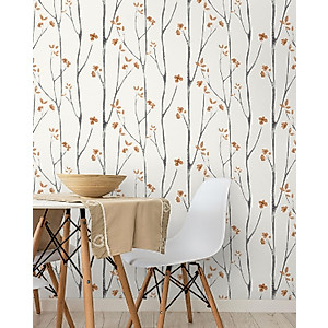Timeet Peel and Stick Wallpaper Boho Floral Wallpaper Tree Contact Paper Removable Wallpaper 16.14"x118.11" Self Adhesive Wallpaper for Walls Covering Vinyl Roll