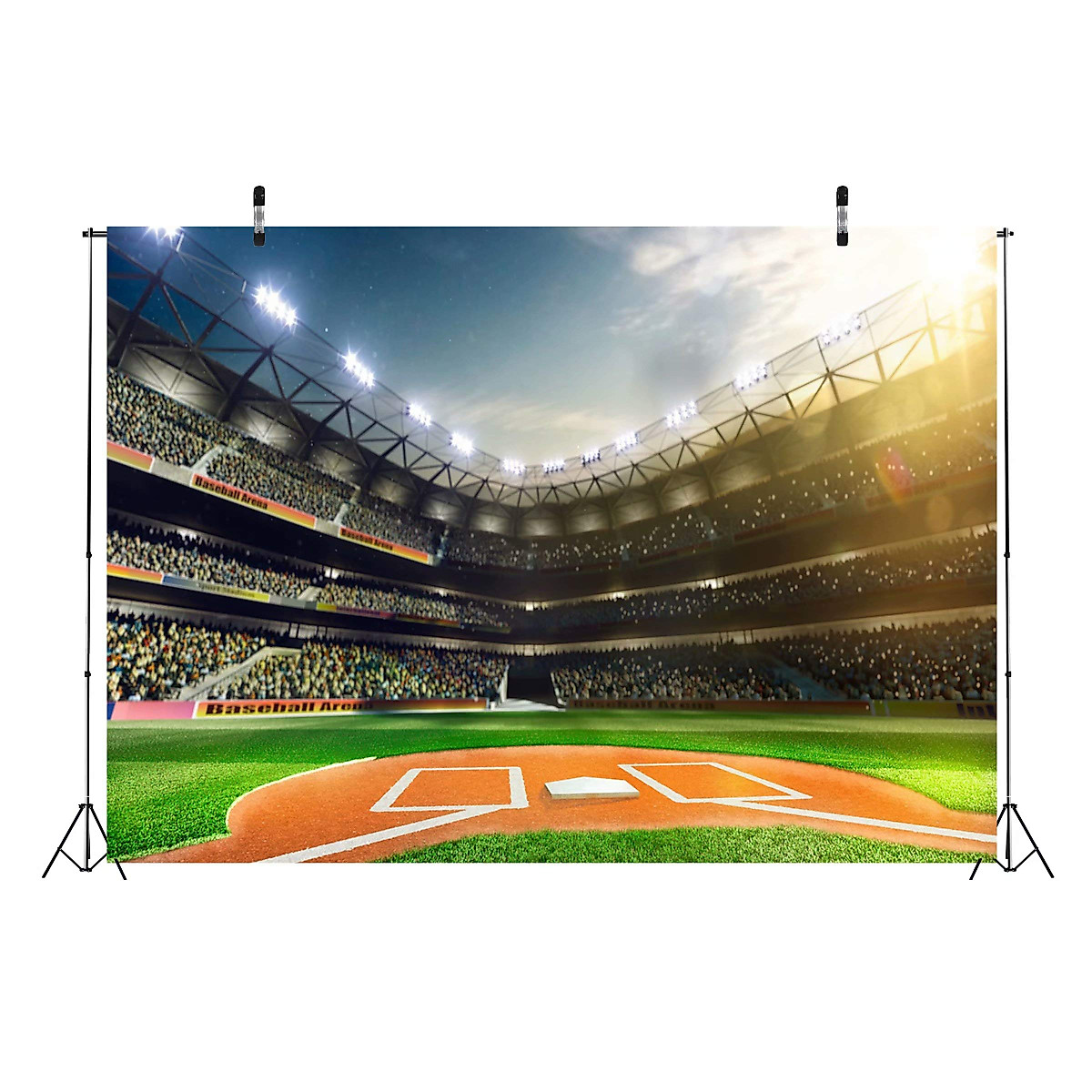 BELECO 7x5ft Fabric Baseball Backdrop Baseball Field Stadium Photography Backdrop for Baby Shower Birthday Party Decoration Sport Games Photo Background Props