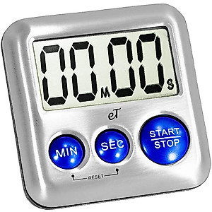 eTradewinds Elegant Digital Kitchen Timers 2 Pack Bundle Featuring Stainless Steel Models eT-23 and Model eT-24, Auto Shutoff Auto Memory