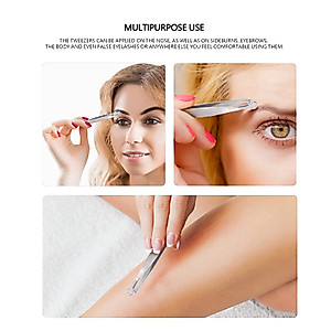 2 Pcs Universal Nose Hair Trimming Tweezers, Stainless Steel Nasal Clippers with Friendly Round Tip for Men & Women for Noses Hair, Brow, Sideburns & Body (Silver)