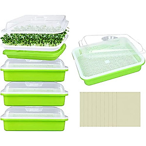 Legigo 5 Pack Seed Sprouter Trays with Lids- Soil-Free Cultivation Germination Tray, BPA Free Micro Greens Growing Trays Seed Sprouting Trays Kit with Germinating Paper for Wheatgrass, Beans and More
