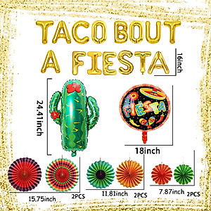 JeVenis Set of 10 Taco Bout a Fiesta Balloons Taco Bout a Party Decoration Fiesta Banner Cactus Baby Shower Decor Fiesta Baby Shower Decorations