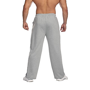 Deyeek Mens Lightweight Sweatpants Open Bottom Jogging Pants Straight Leg Men's Sweat Pants Gym Workout Grey Sweatpants Men
