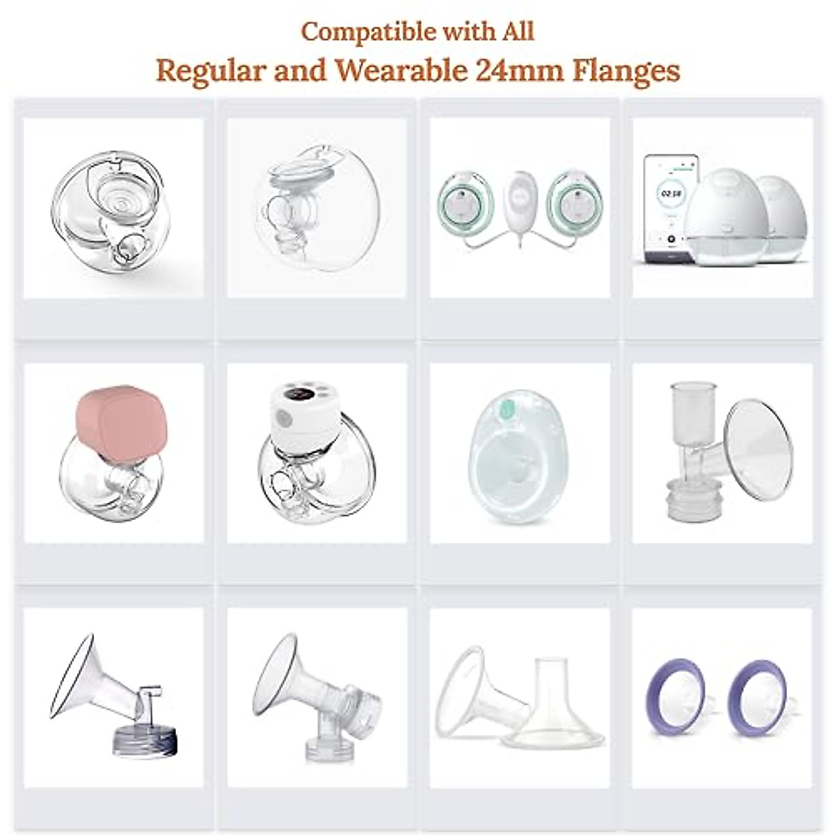 Flange Inserts for Breast Pumps; Convert 24mm Flange to 17mm; Medela, Spectra, Elvie Stride, Willow Go, Momcozy, Mom Cozy, Ainsir, Iapoy, Hygeia, Mommed, Motif, Tsrete, Ikare, Zomee (2pcs, 17mm)