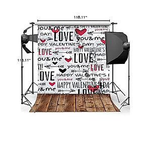 SJOLOON 10x10ft Valentines Day Backdrops for Photography Wood Floor Photography Backdrops Love for Photo Background for Party Studio Backdrop 10869