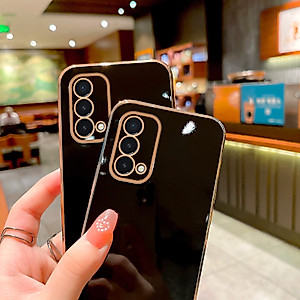 for OnePlus Nord N200 5G Case, N200 Phone Case for Women Electroplating Cute Luxury Bling Aesthetic Trendy Pretty, Full Camera Soft TPU Protection Shockproof Cover for OnePlus Nord N200 5G (Black)