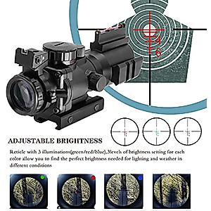 Beileshi Optics Rifle Scope, 4x32 Tactical Rifle scopes with Red Illuminated Reticle, and Glass Etched Reticle 4X Magnification with 20mm Mounts Rail, Suitable for Short Distance Combat