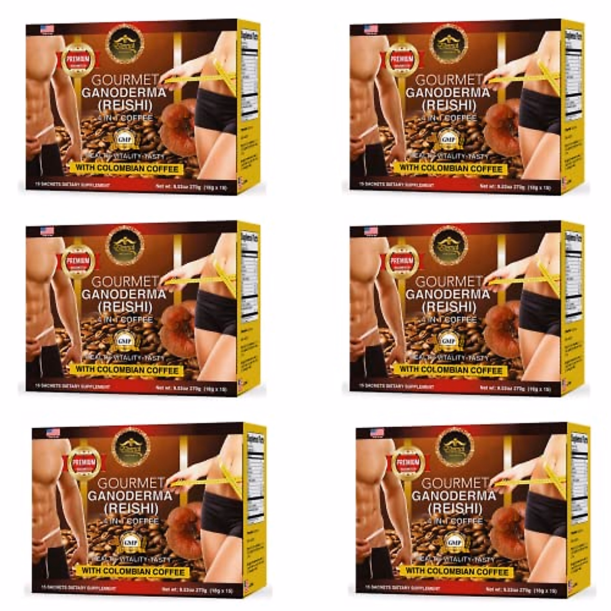 Eternal Spirit Beauty Colombian Coffee 4 in 1, with GANODERMA (REISHI) – Pack of 6