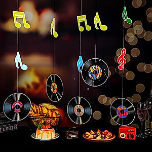 Hotop 9 Pieces Vinyl Record Hanging Rock and Roll Party s Music Themed Party s Music and Records Cutout Ceiling s Music Birthday Party Supplies Room Wall Decor